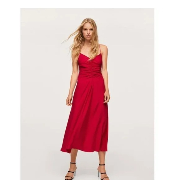Mango | Dresses | Mango Rouged Red Satin Prom Dress Teen Girl Size S ...